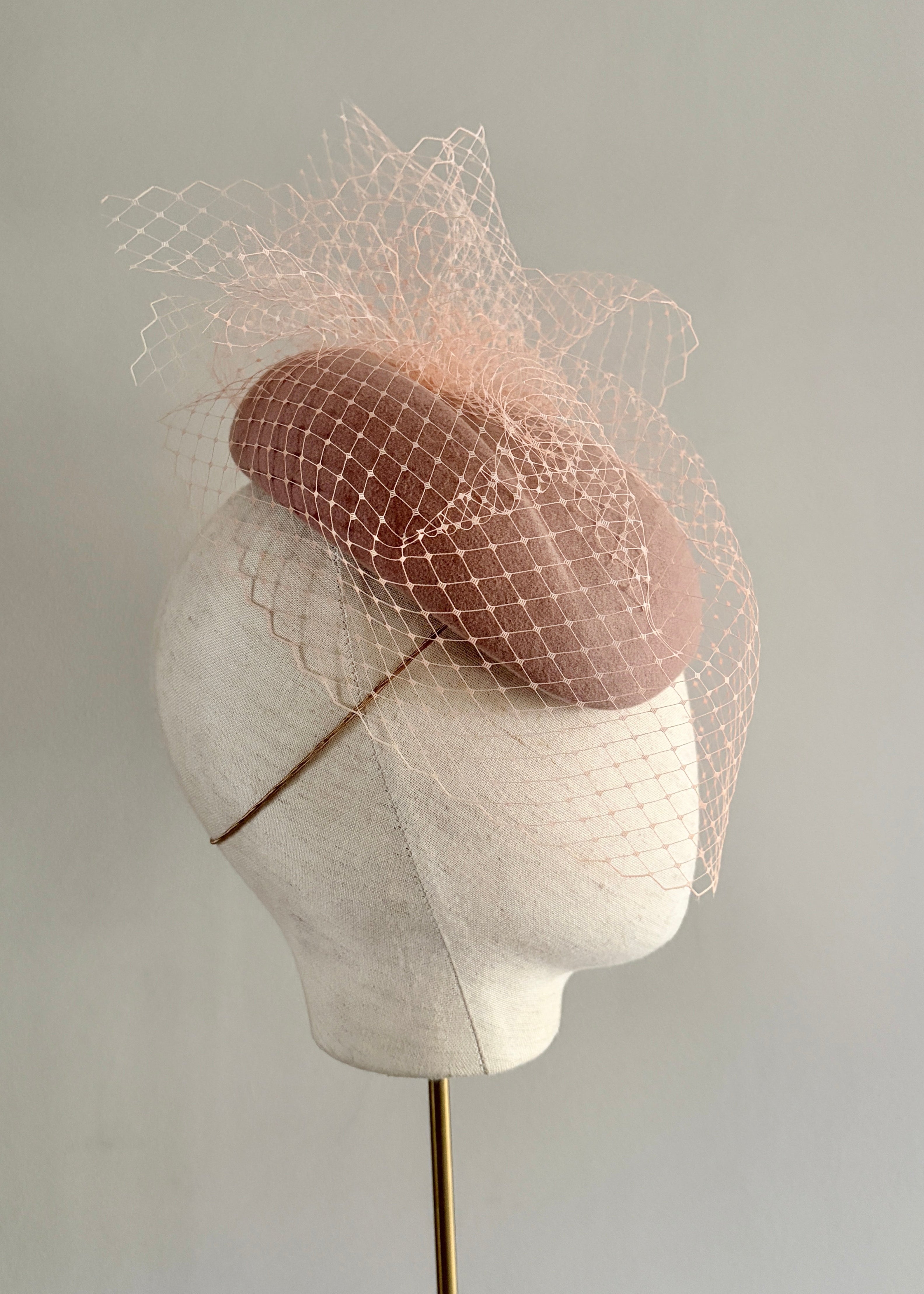 XL Selene in Felt with Veiling in Rose - Jane Taylor London