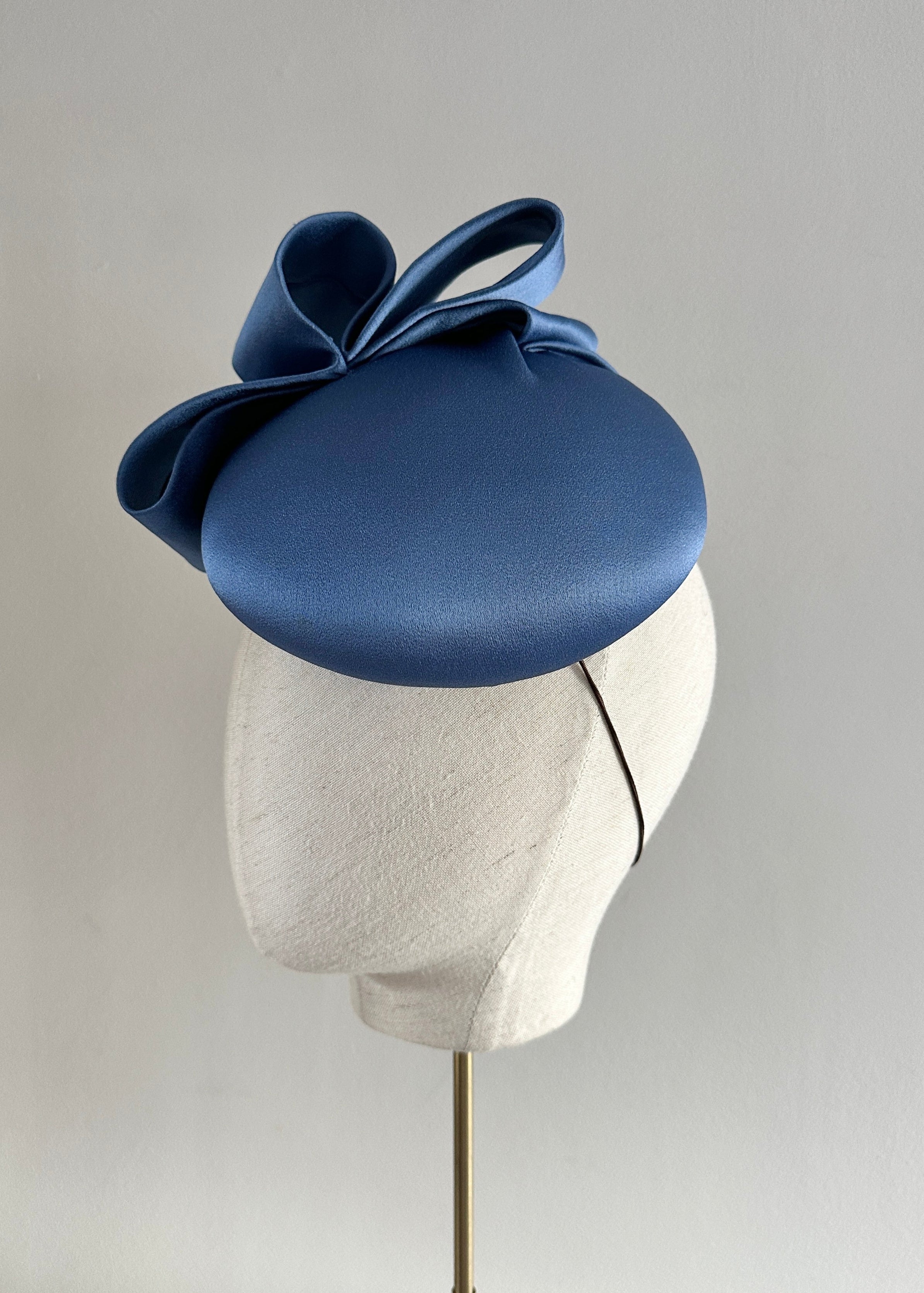 Kali Hat in Satin with Bow in Denim - Jane Taylor London