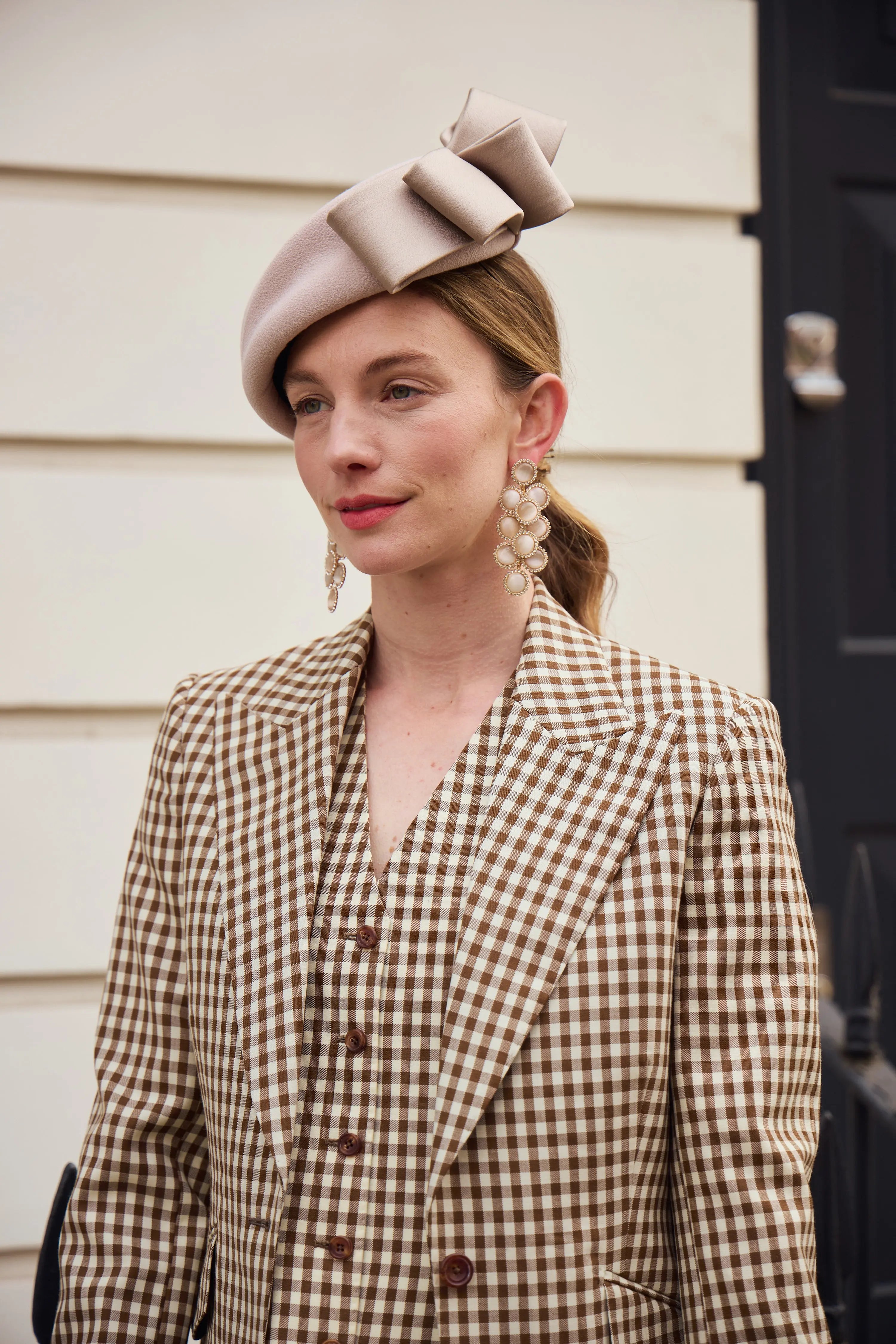 Neso Hat in Crepe with Satin Bow in Quartz - Jane Taylor London