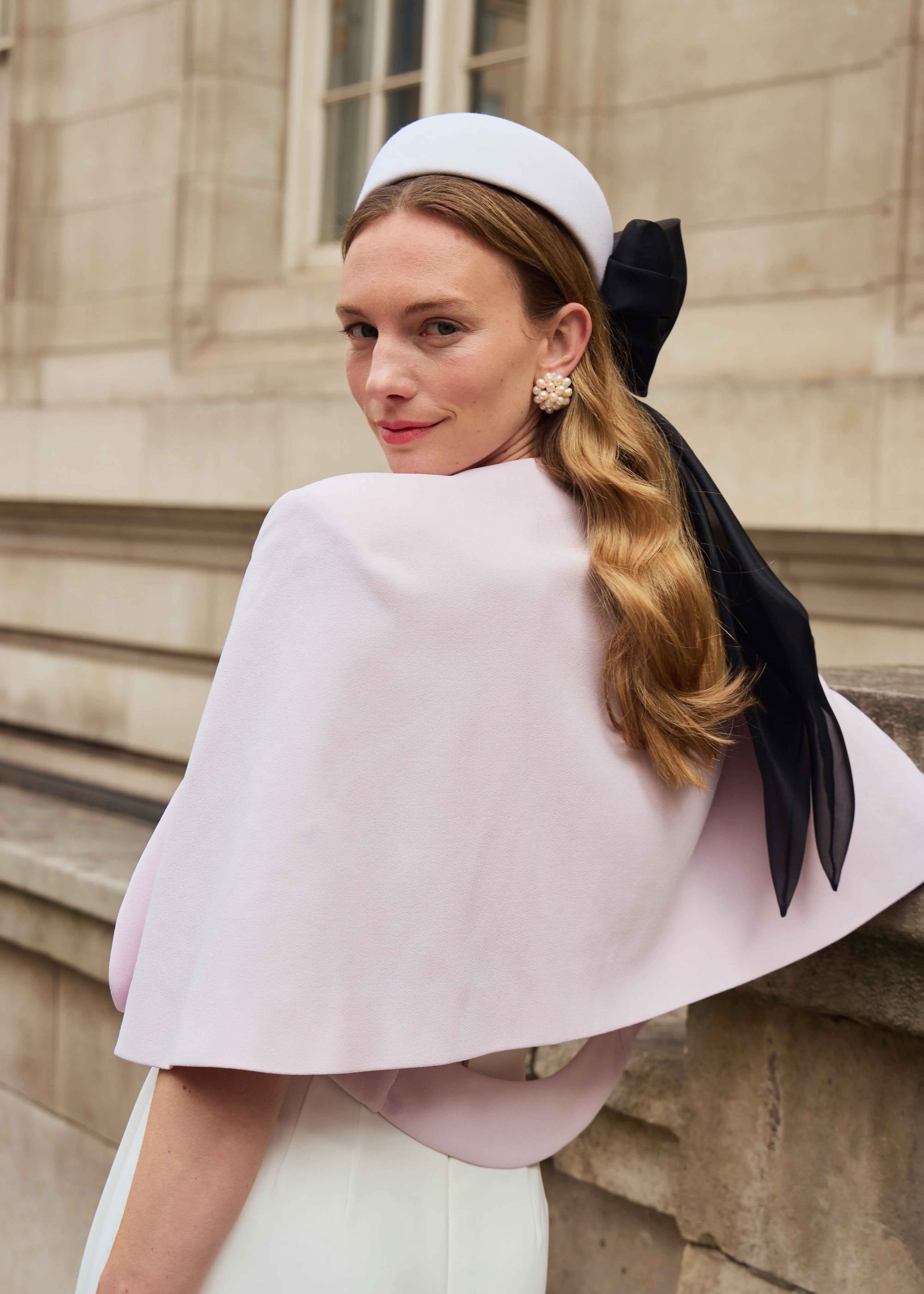 Roma Tailored Pillbox in Straw with Organza Bow - Jane Taylor London